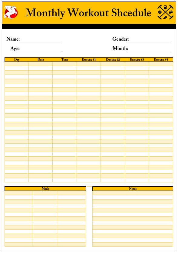 Monthly Workout Schedule Templates