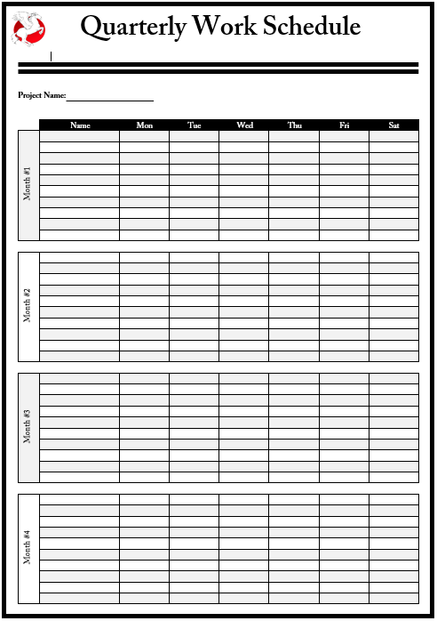 Quarterly Work Schedule Template