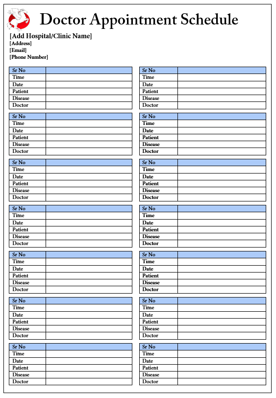 Simple Doctor Appointment Schedule Template